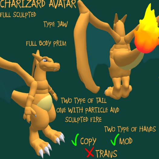Second Life Marketplace - Charizard Avatar 2.0